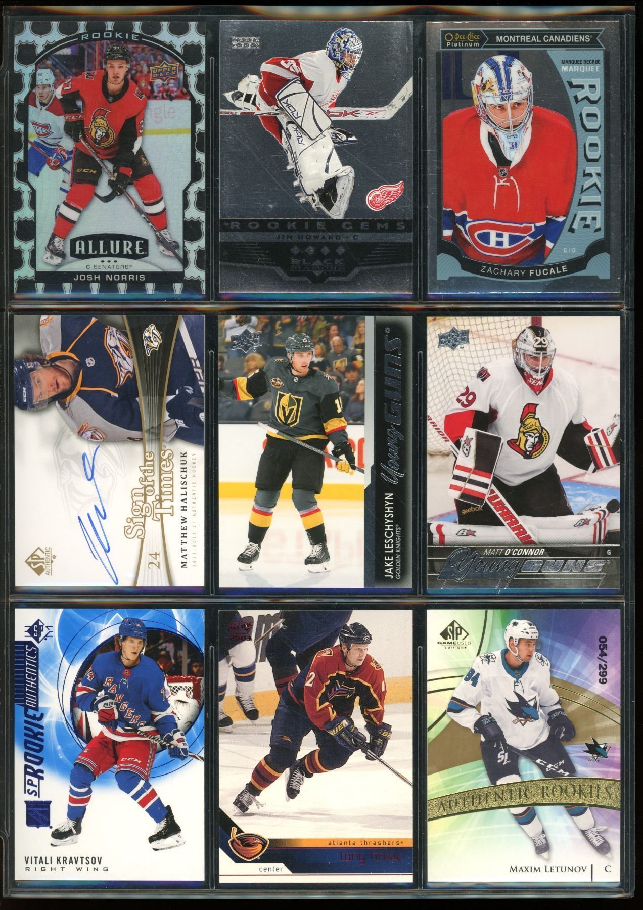9 NHL Rookie & Insert Hockey Cards Various Teams