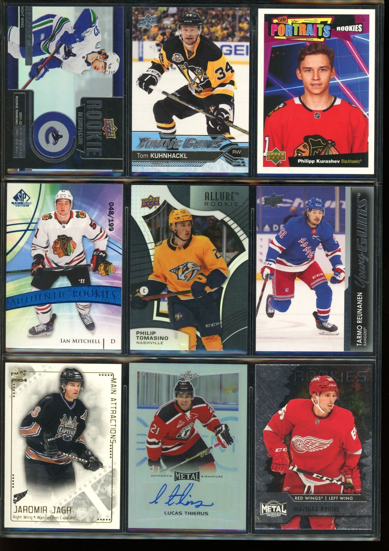9 NHL Rookie & Insert Hockey Cards Various Teams