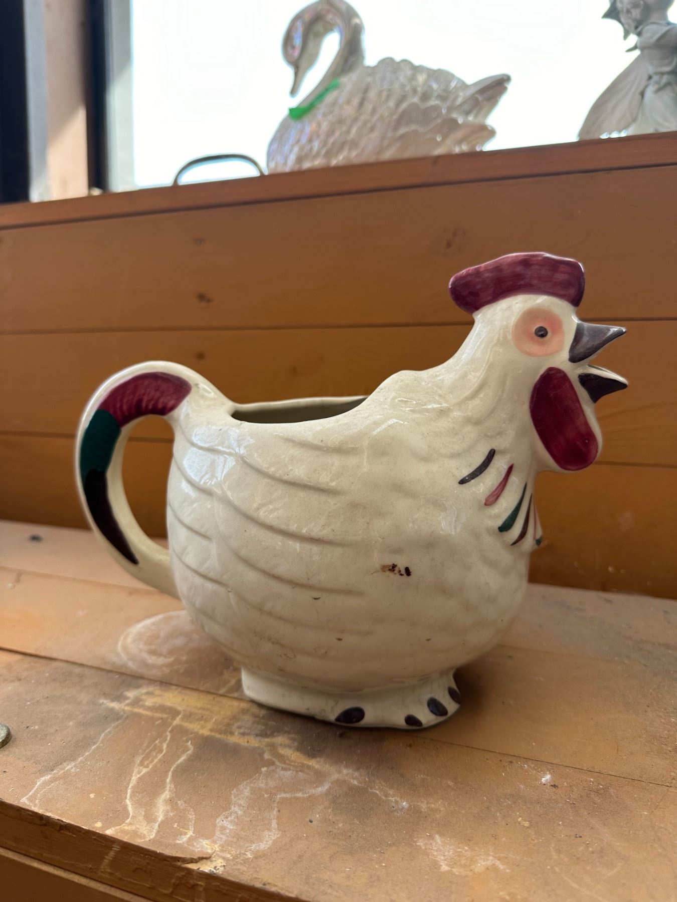 Vintage 1940s Shawnee Pottery Rooster Pitcher, Patented Chanticleer USA