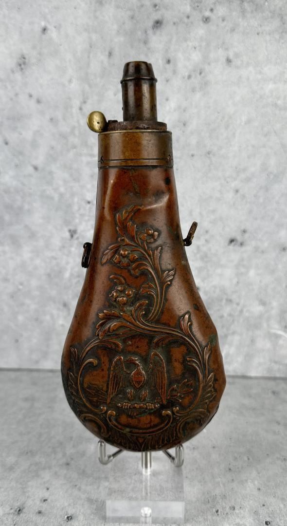 Antique Civil War Brass Copper Powder Flask