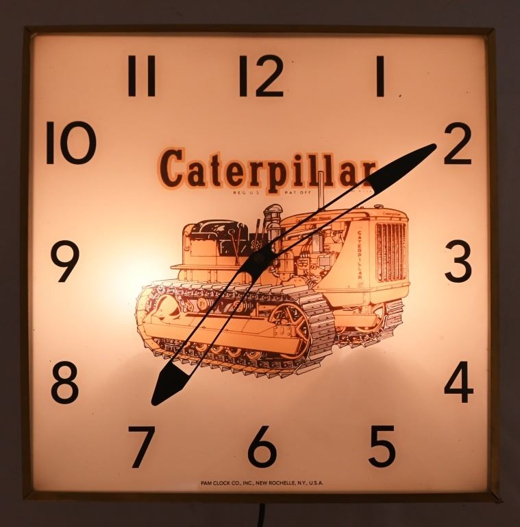 Caterpillar Equipment Advertising Pam Square Clock