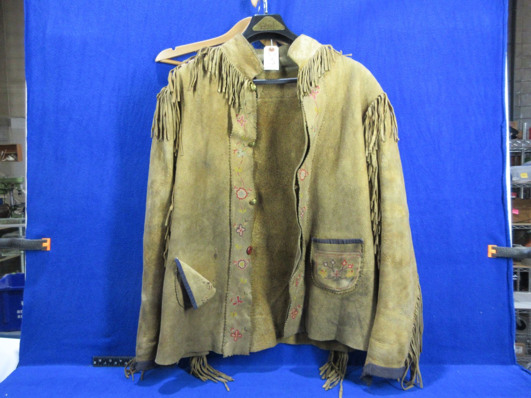 Native American Buckskin Jacket with Beadwork & Fringes
