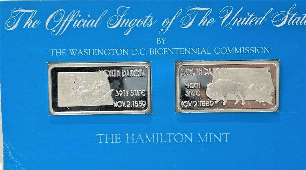 (2) The Hamilton Mint Bicentennial North & South Dakota 1 ozt .999 ...