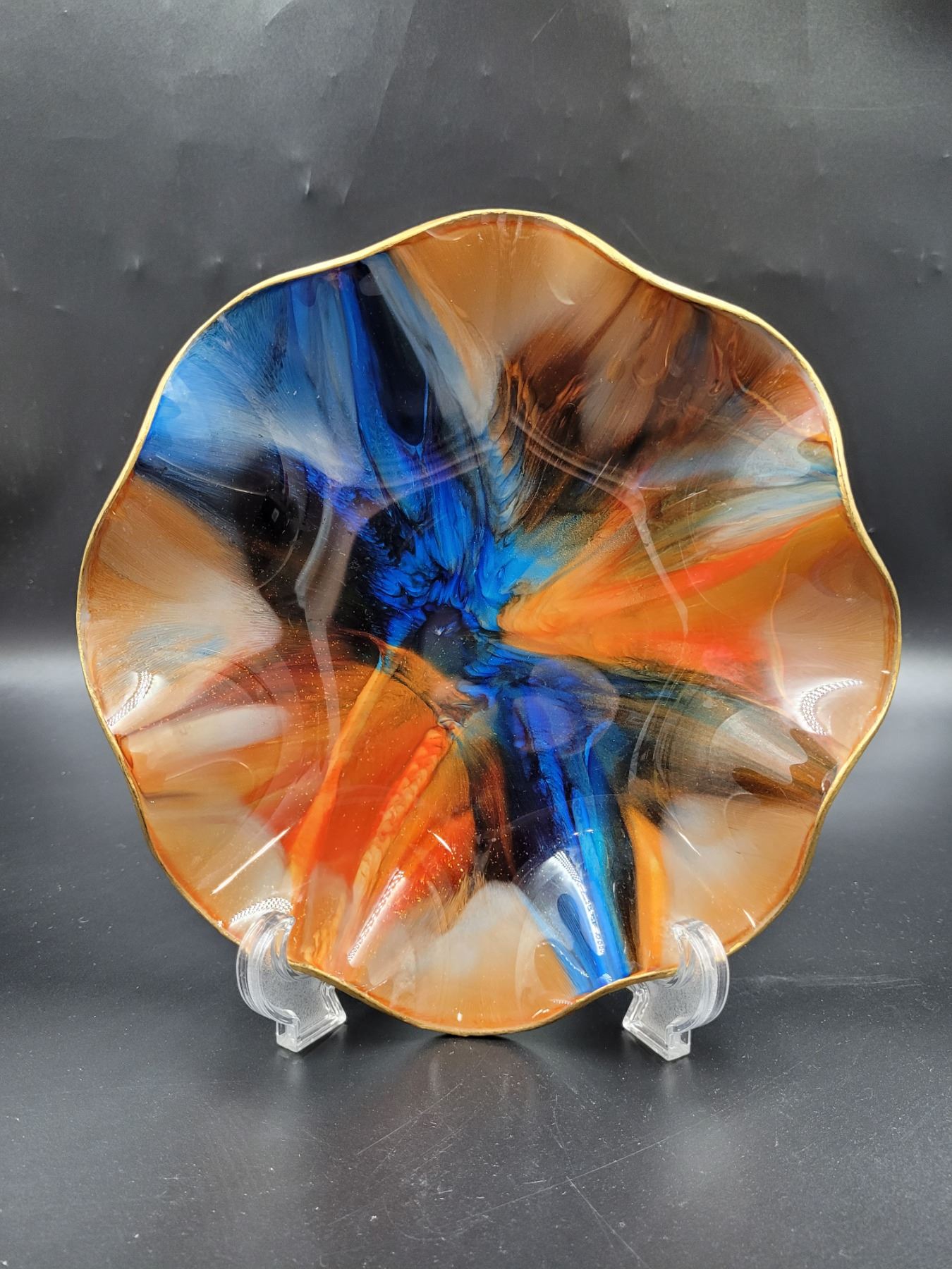 Vintage Seetusee Mayfair Fluted Art Glass Dish