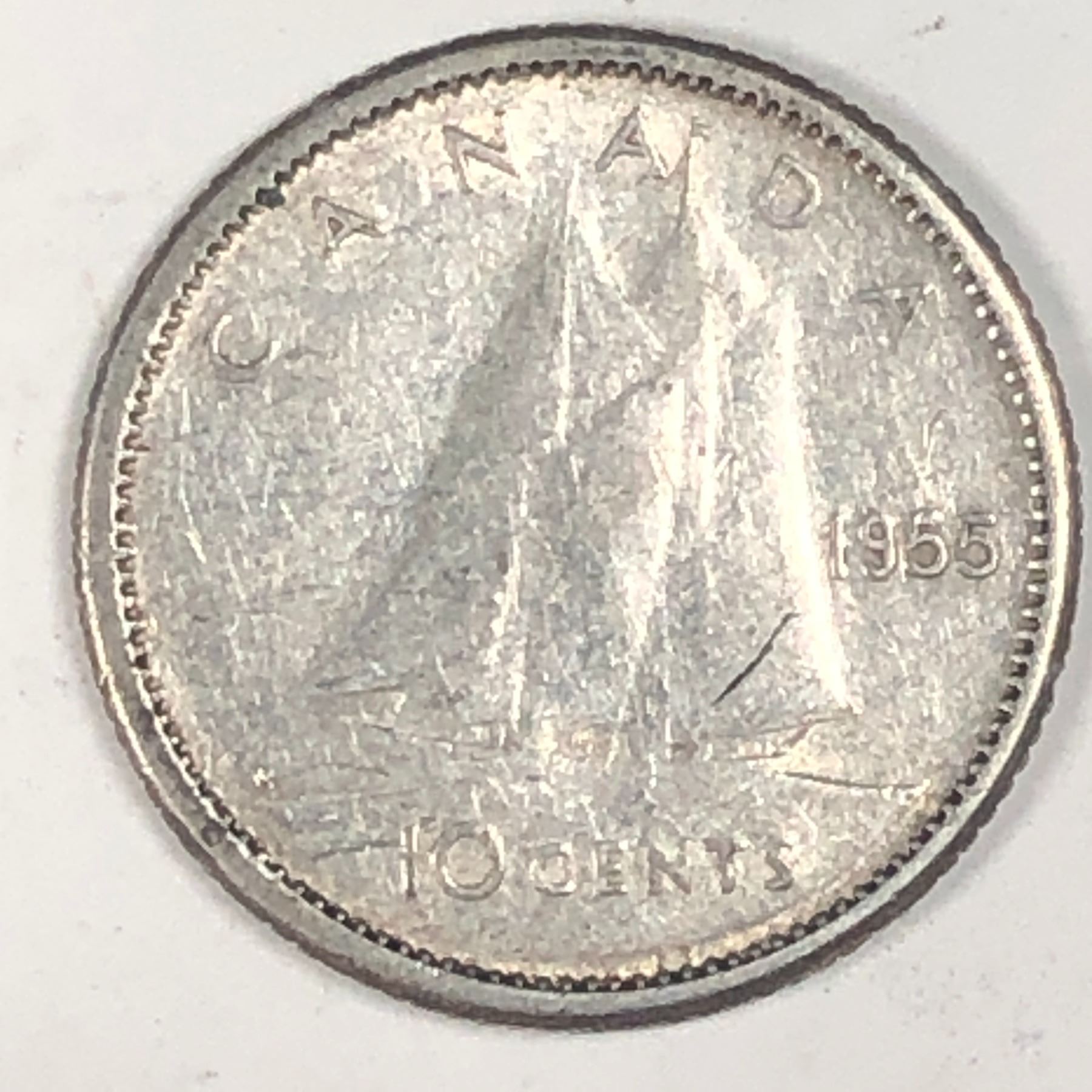 Canadian .10 Cent Dime 1955 VF