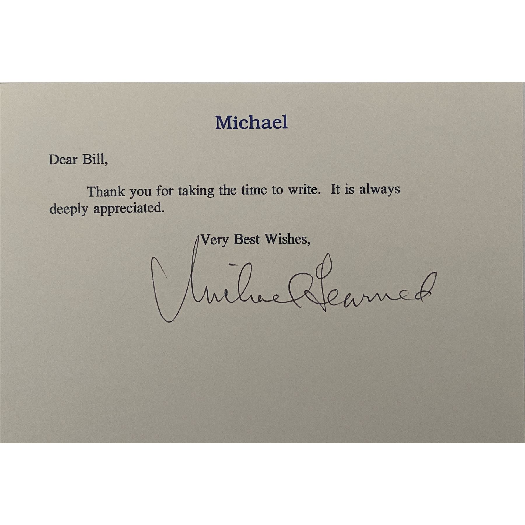 The Waltons Michael Learned Signed Note