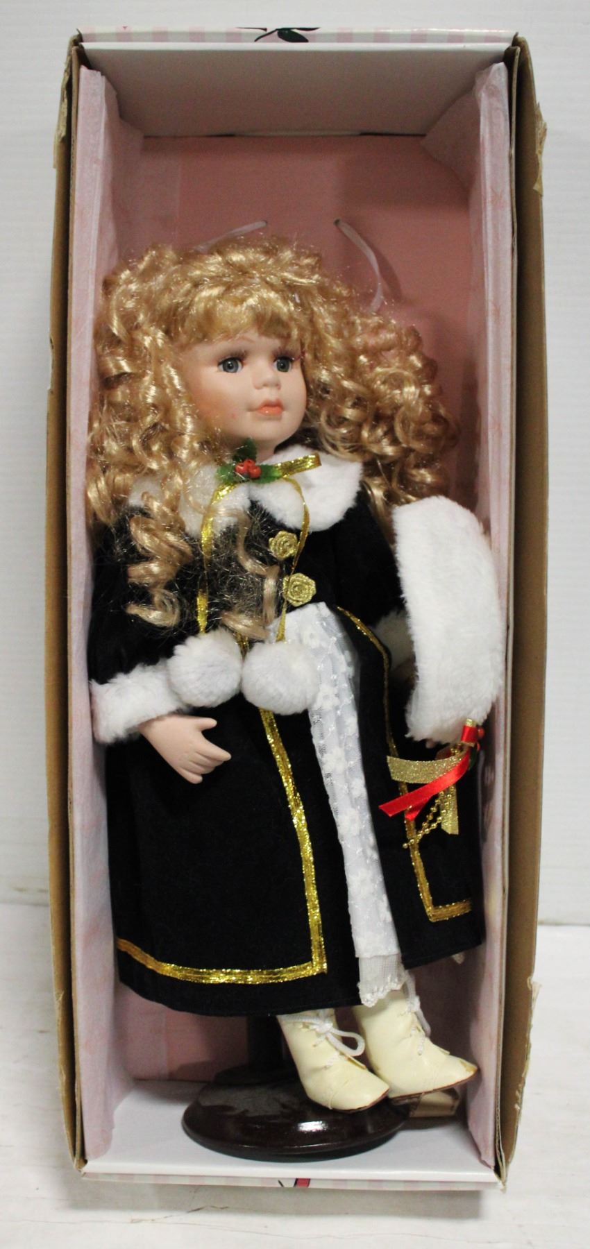 Porcelin Doll Blonde Long Curly Hair With Bangs