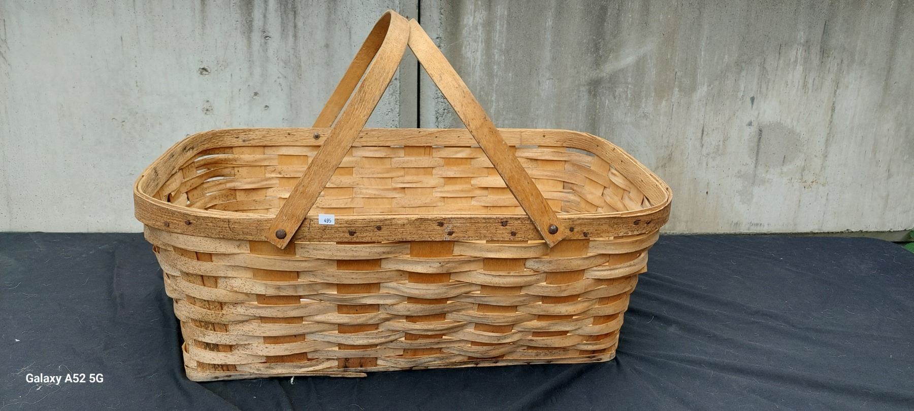 Vintage cedar woven basket 28"