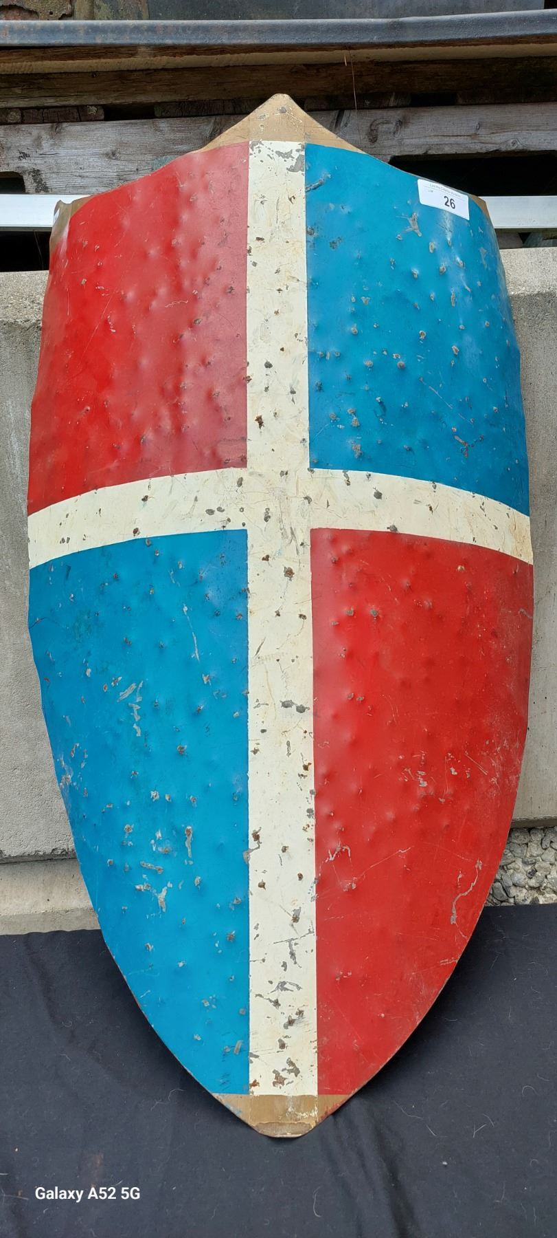 Medievil movie prop metal shield 36"x18"