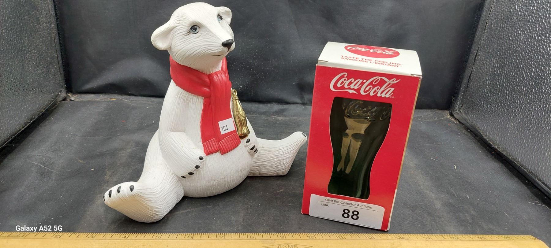 Coca-Cola bear figure and Coke glass NIB