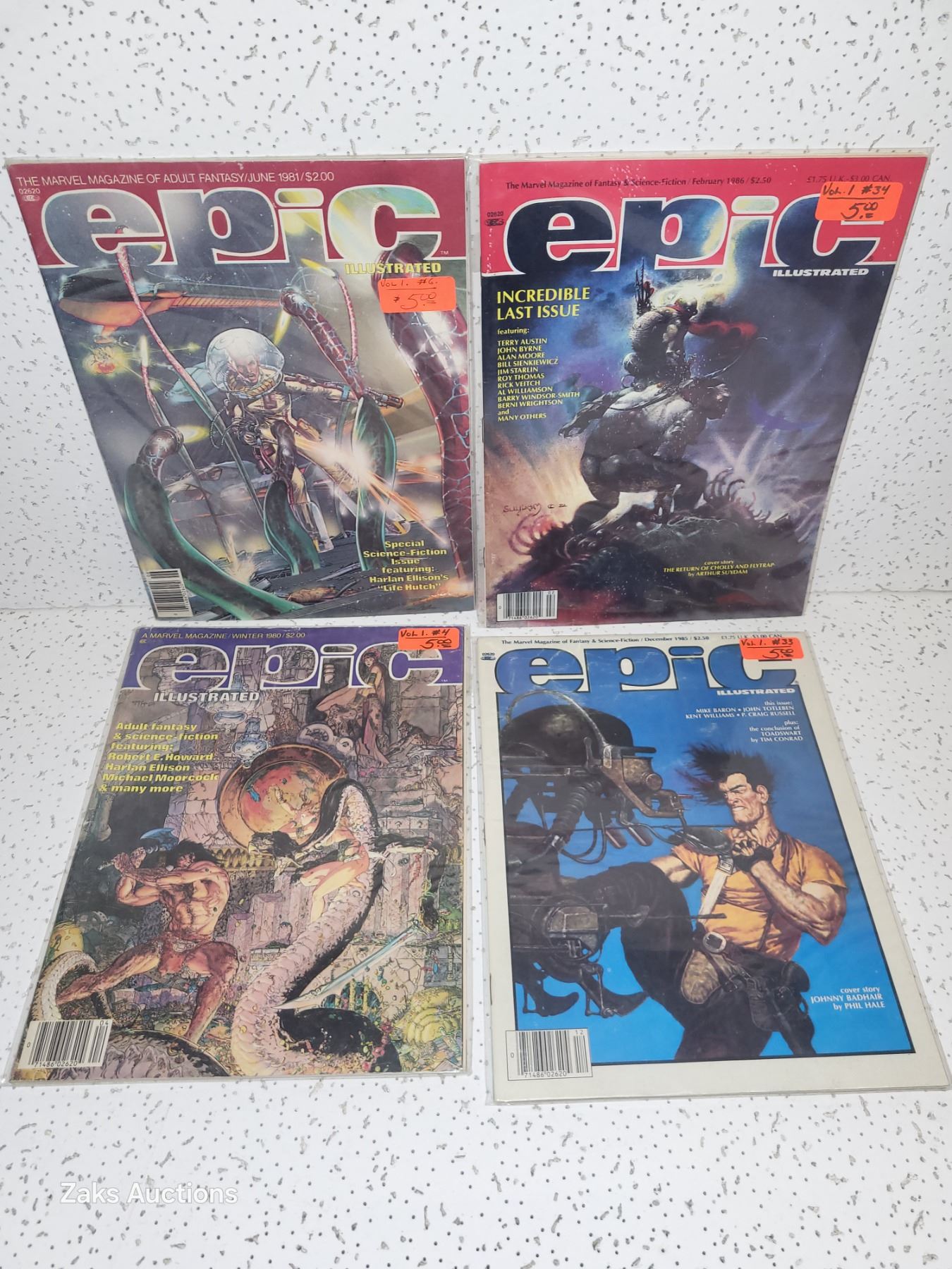 Lot of 4 Vintage Epic Comic Books - 1980, 1981, 1985, 1986