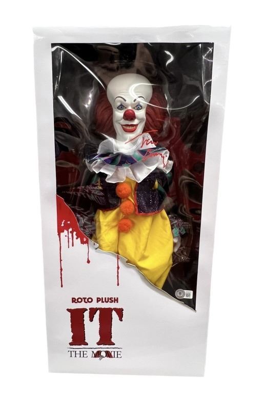It (1990) - Tim Curry Signed Pennywise Mezco Roto Plush Doll (Beckett)