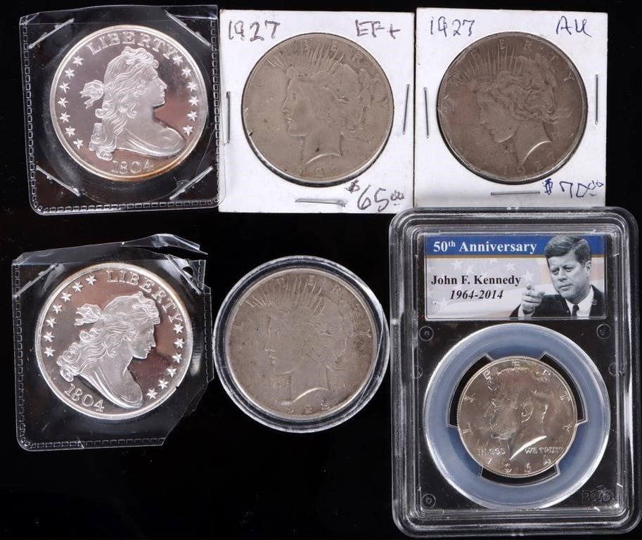 ASSORTED RARE SILVER U.S. COINAGE & BULLION - (6)