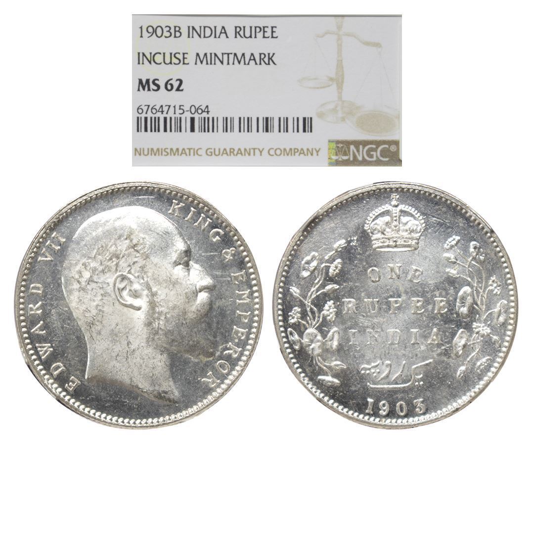 British India, Edward VII, Silver Rupee, 1903 AD