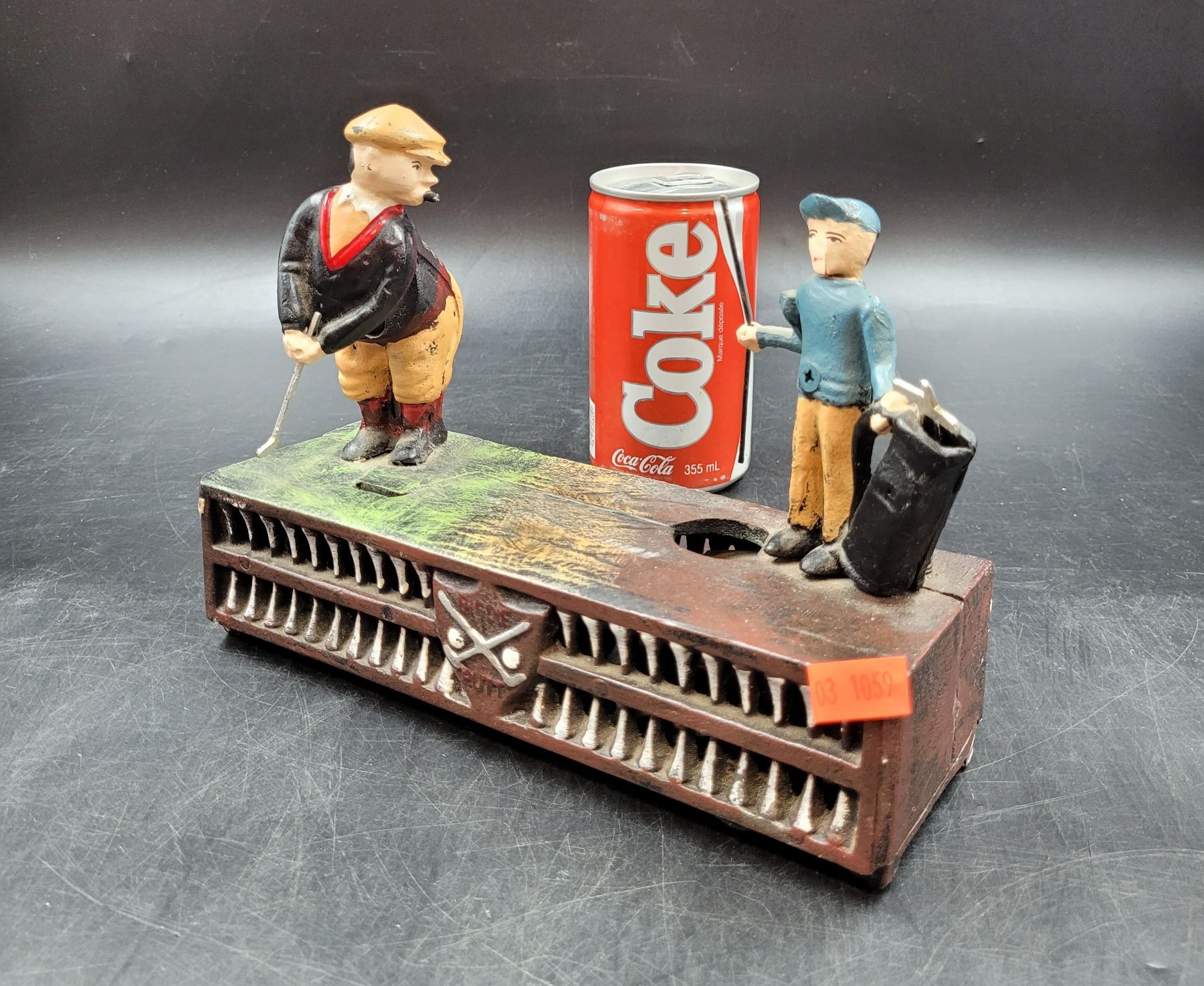 Vintage Cast Iron Golf Birdie Putt Mechanical Coin Money Bank