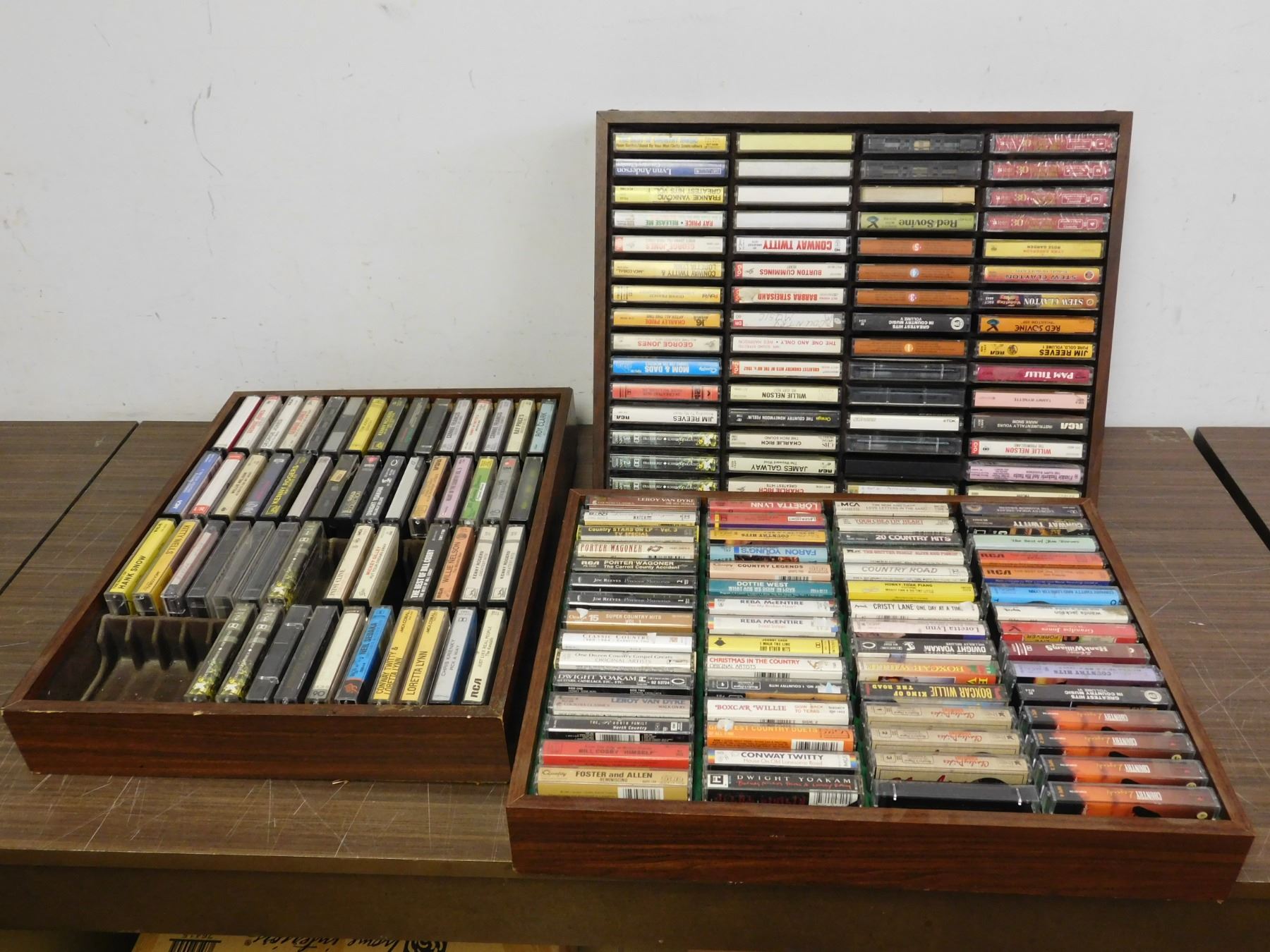 150+ Cassette Tapes Mostly Country in 3 60-slot Cassette Tape Wooden ...