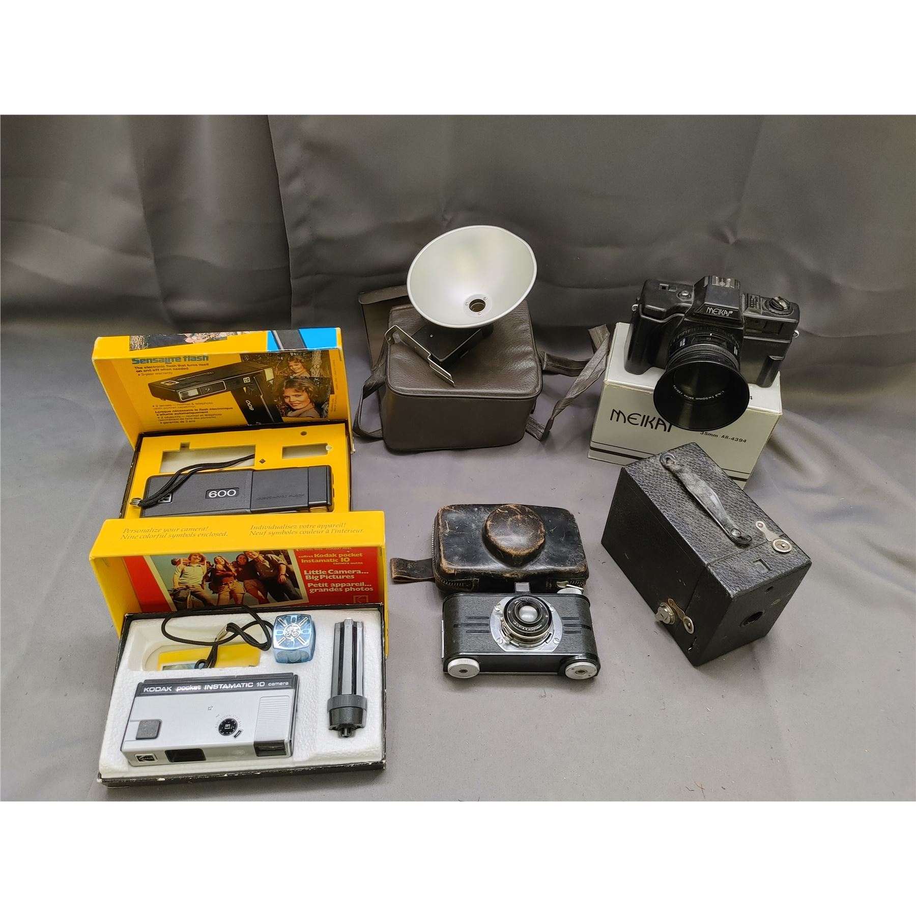 Lot of 6 Vintage Camera and Accessories Kodak Argus Meikai