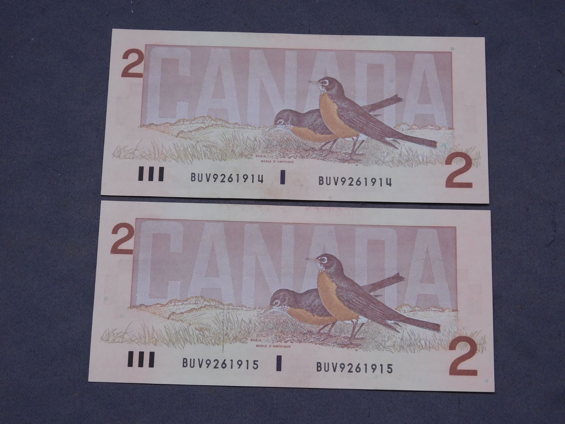 2pc 1986 Canada Mint Notes Consecutive Numbers