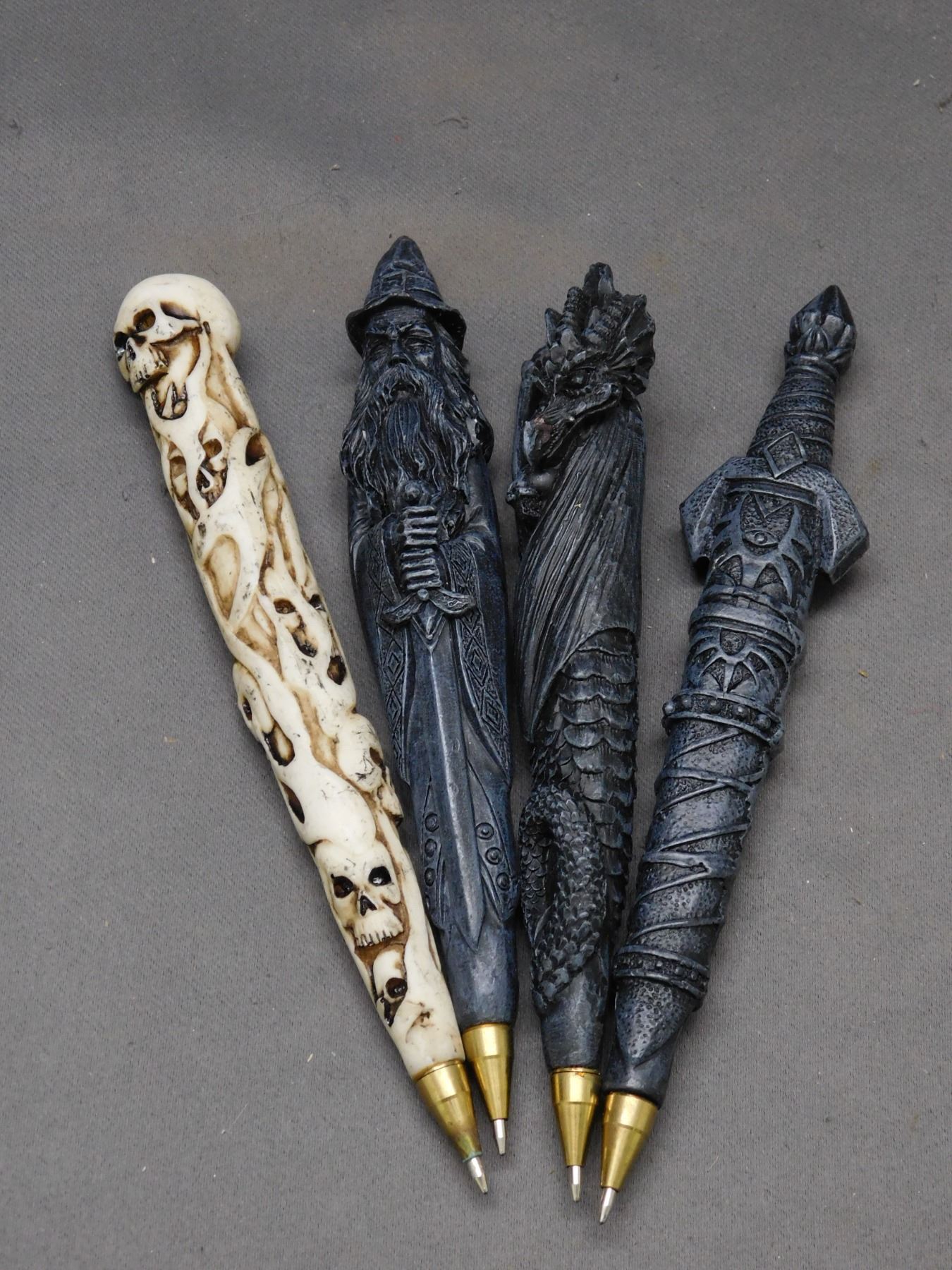 4 Dragon, Wizard, Sword & Skull Totem Pens