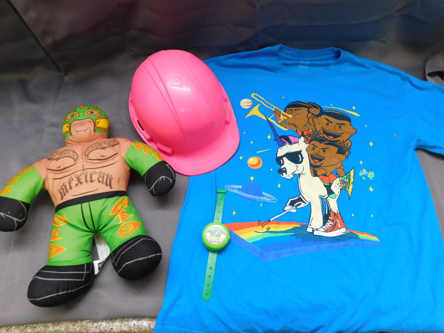 Lot of 4 The Hulk Wrist Accessory, L T-Shirt WWE WWF, Pink Helmet by ...