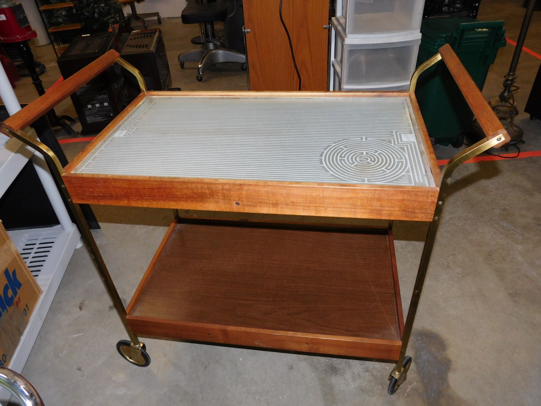 Vintage MCM Teak Bar / Tea Cart with Warming Top Layer Salton Hotray
