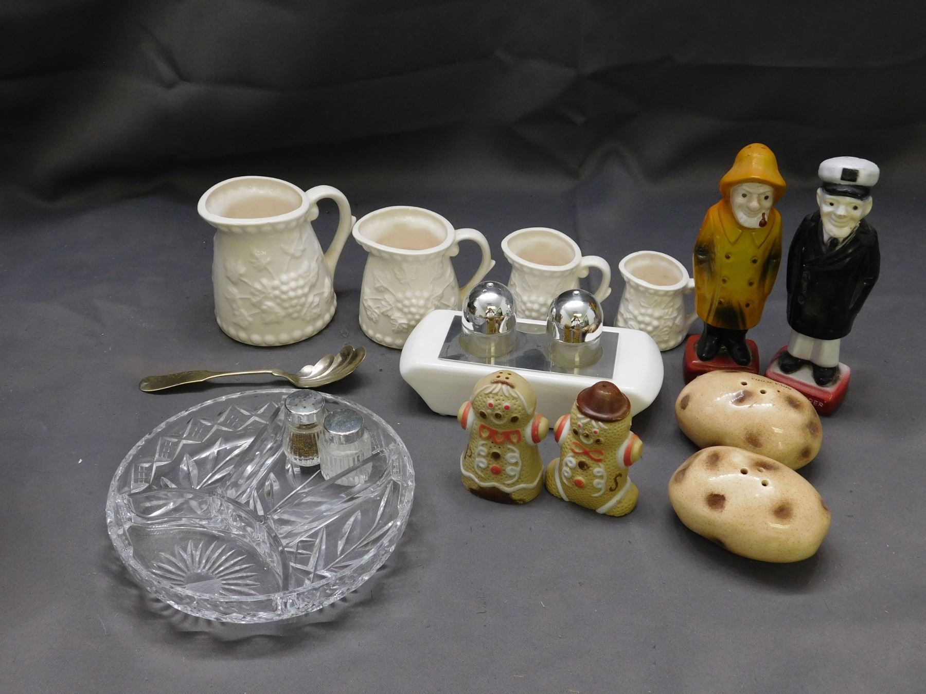 Lot of Salt and Pepper Shakers Figural, Measuring Cups