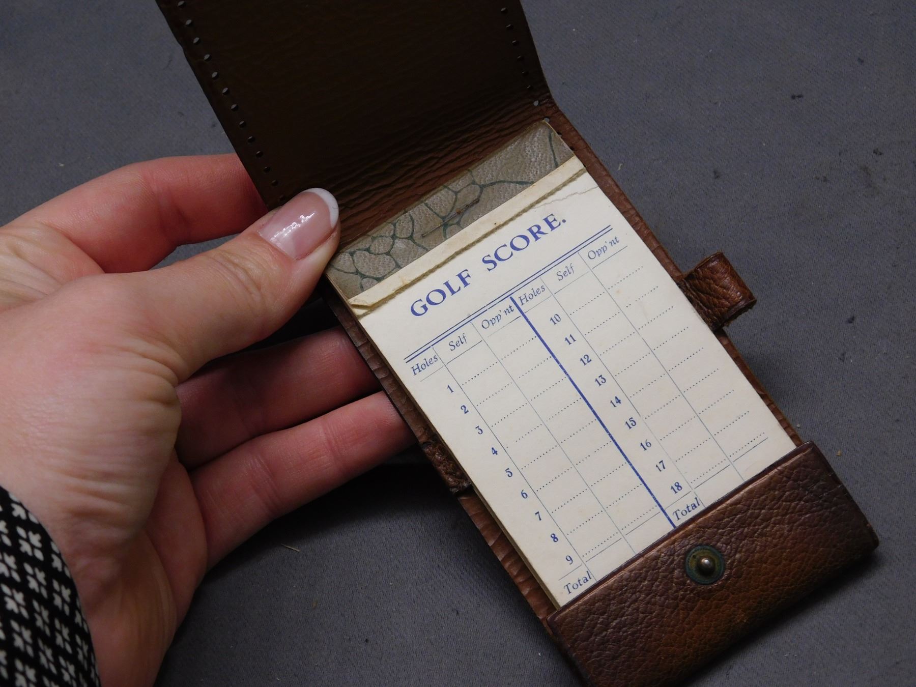 Tooled Leather Golf Score Sheet Booklet with Camels Design