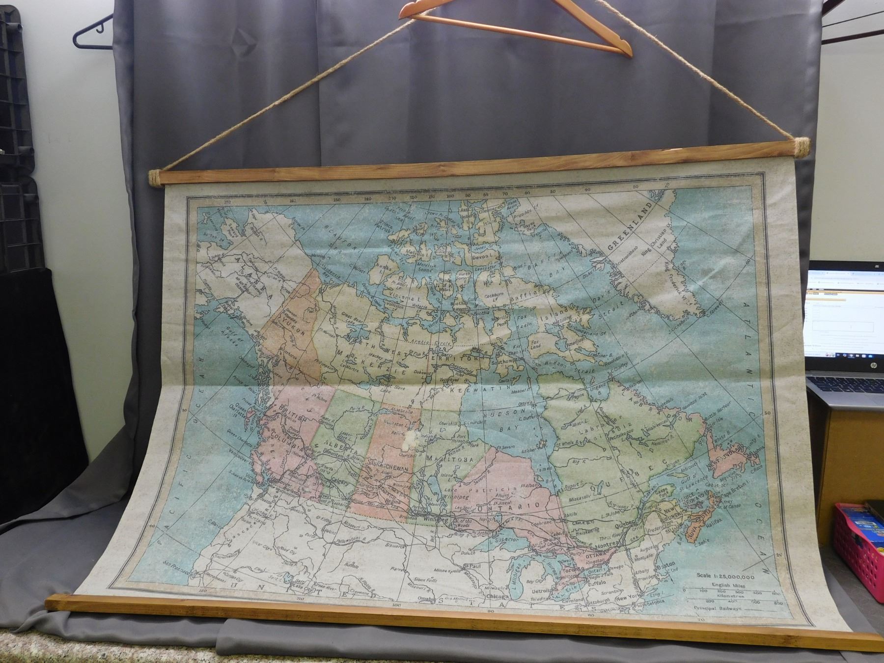 North America Hanging Linen Fabric Wall Map