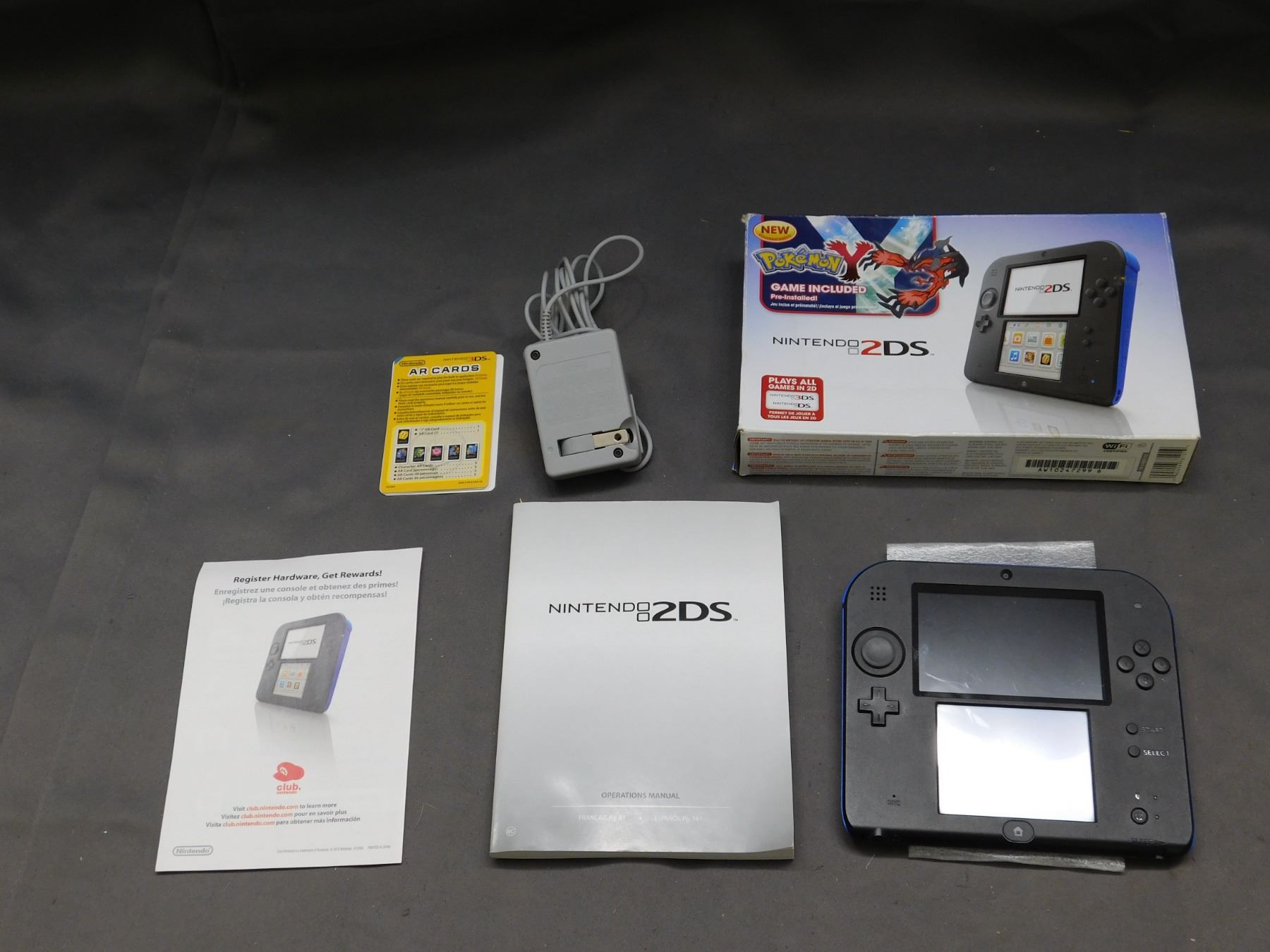 Nintendo 2DS Pokemon Y Pre-Installed Handheld Game Console Blue & Black