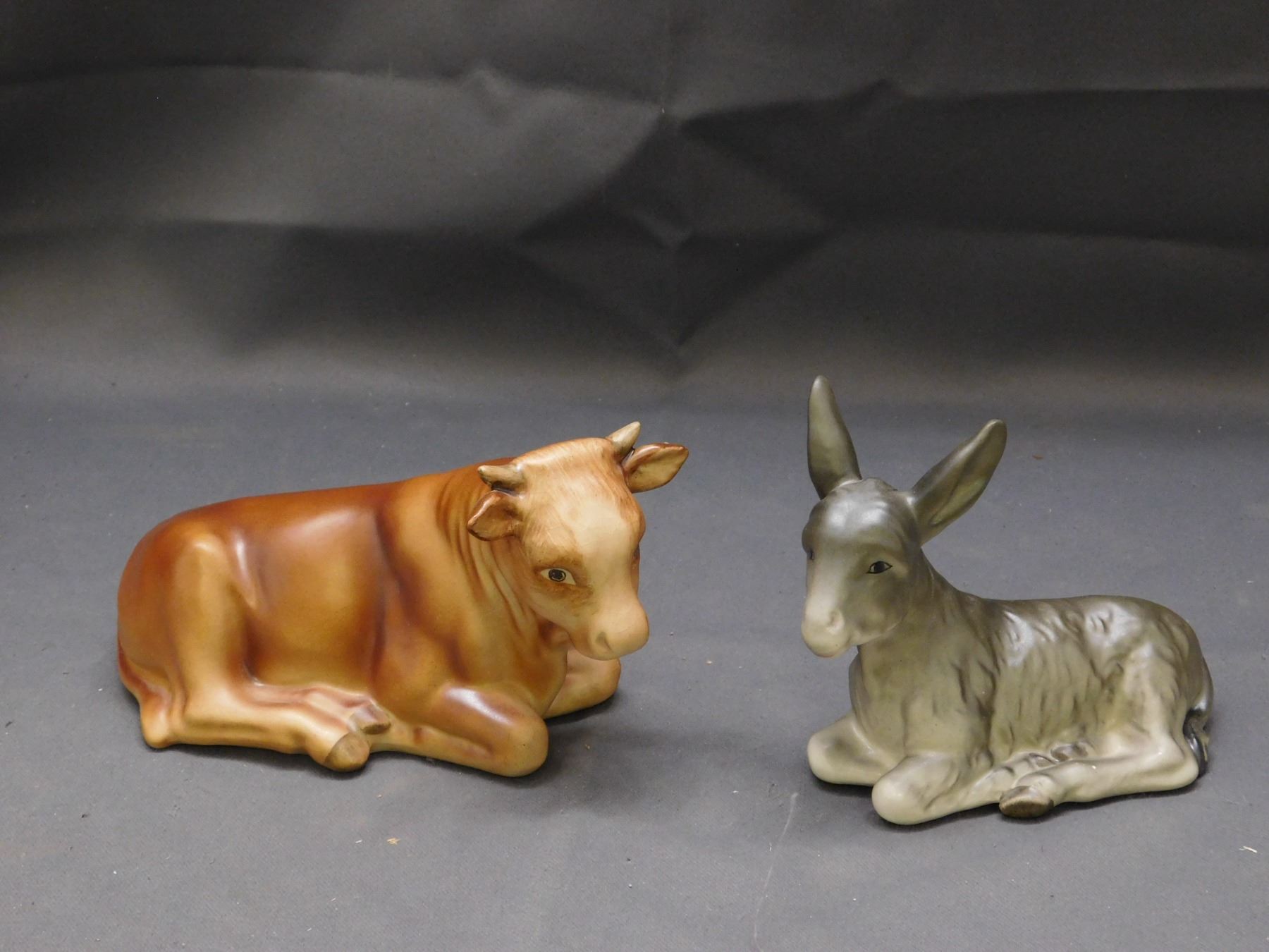 Goebel Hummel Donkey and Cow / Ox Nativity Figurines Porcelain