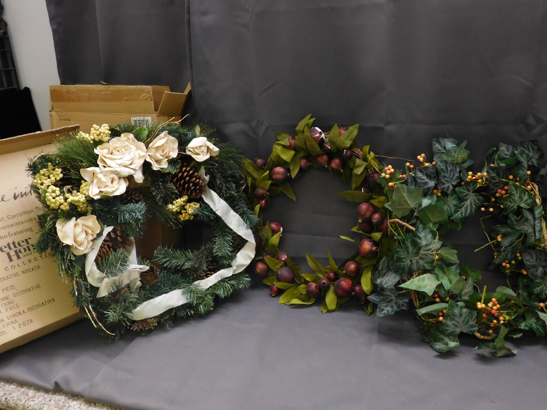 Lot of 3 Decorative Wreaths by Home Interiors White Rose, Pinecone ...