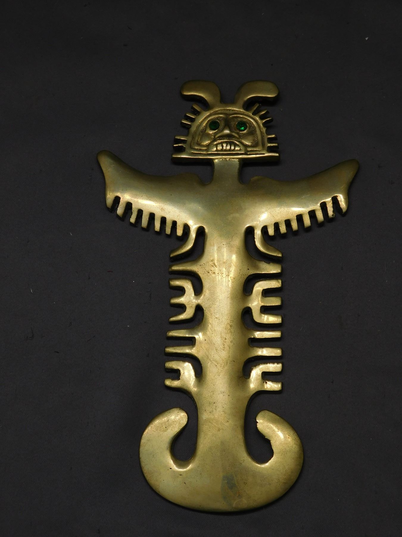 10.5 Modern Brutalist MCM Handmade Cut & Formed Brass Amulet Pendant ...