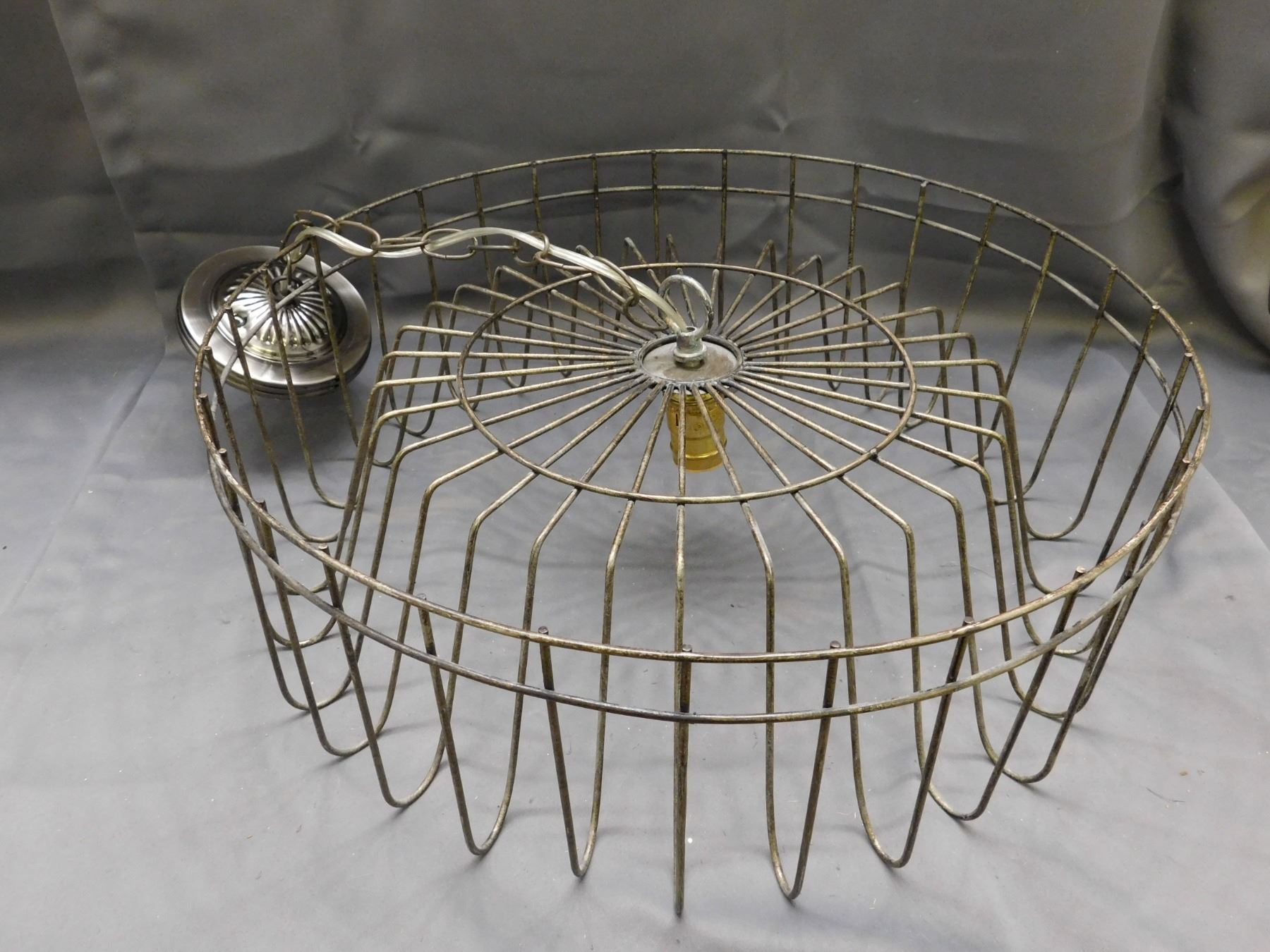 Metal Wire Cage Ceiling Fixture Industrial 20" Diameter