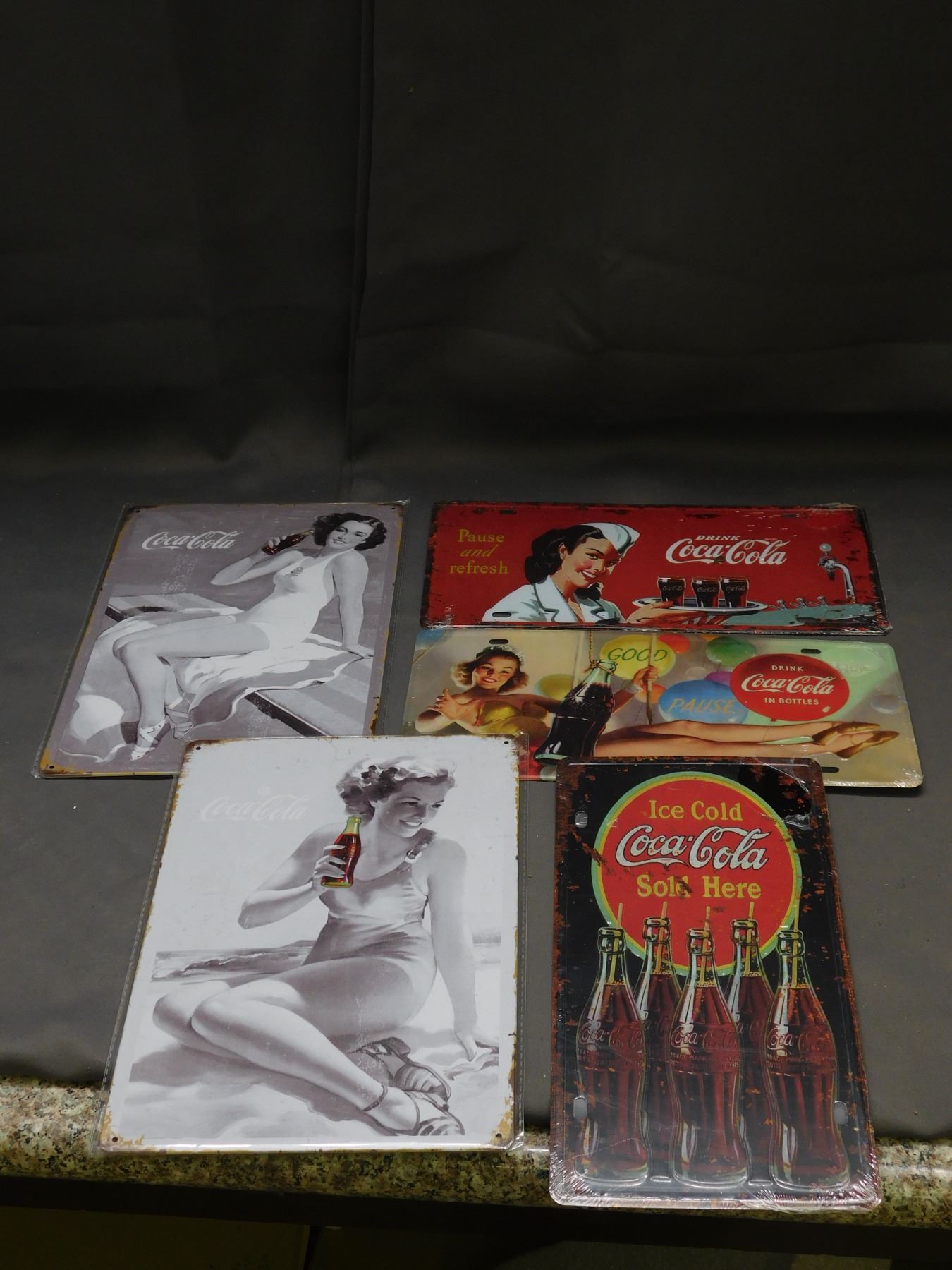5 Retro Tin Coca Cola Signs