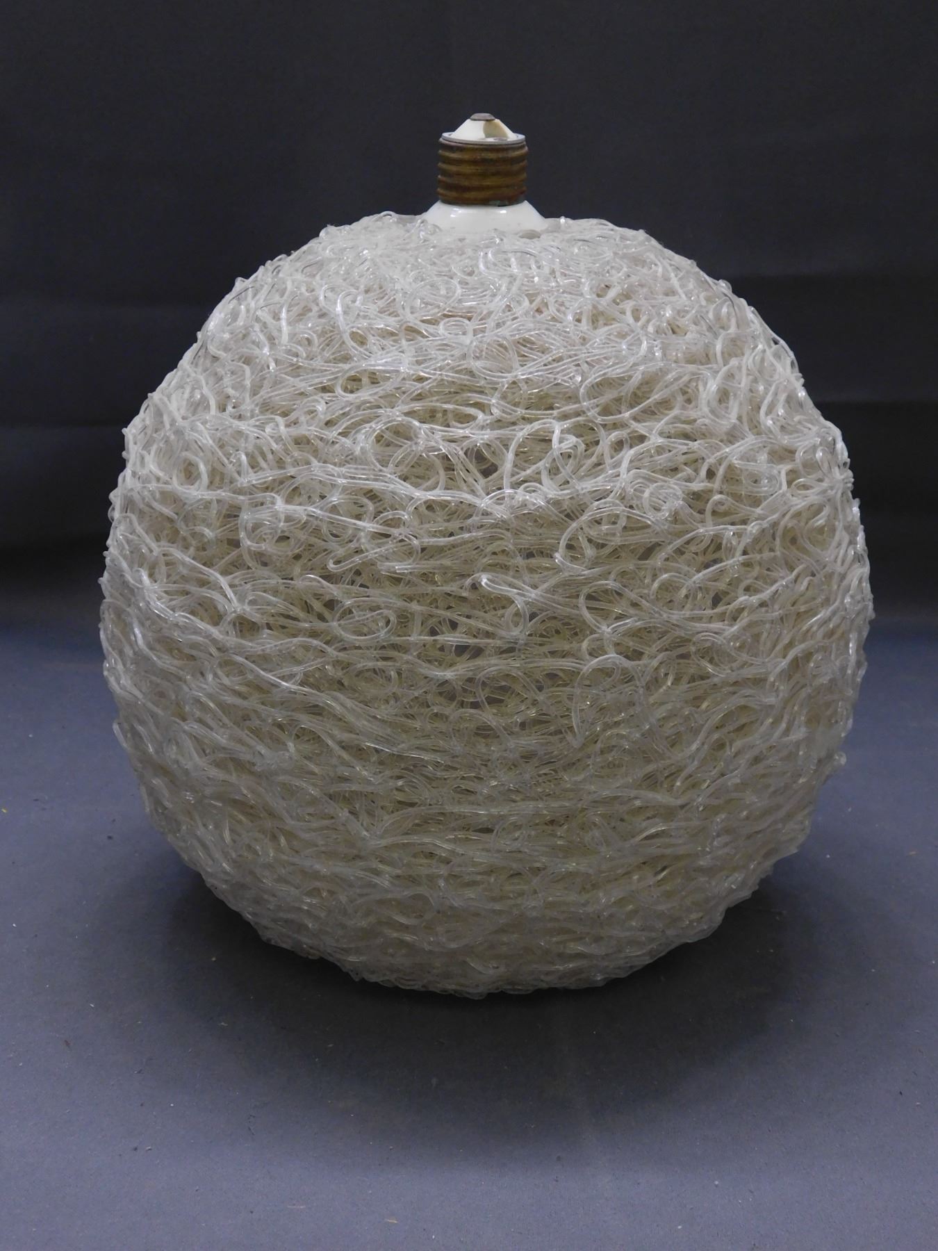 Vintage MCM White Spaghetti Lamp Shade w Bulb