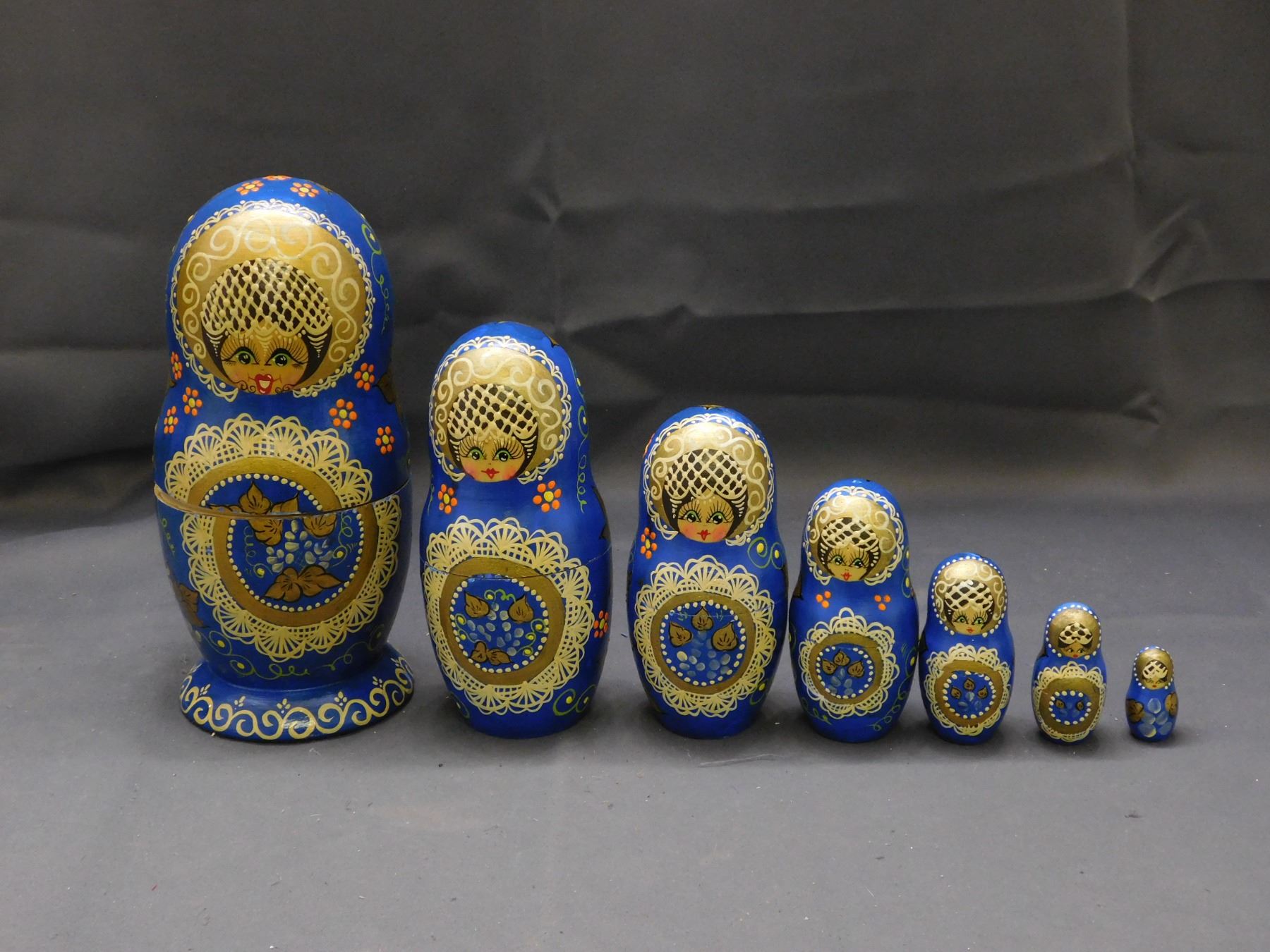 Vintage Artist Signed Hand Painted Russian Wooden Matryoshka Doll