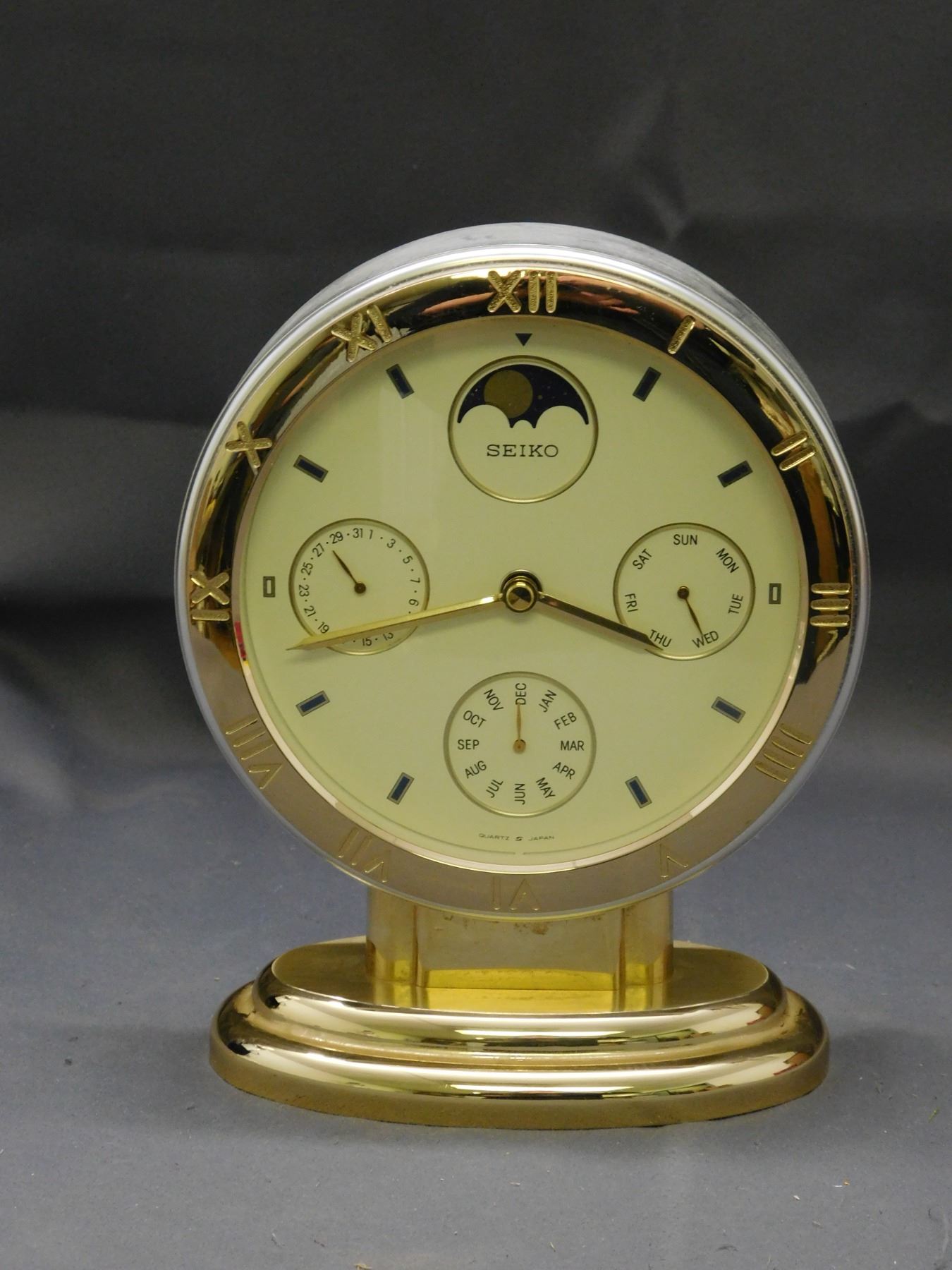 Seiko Moon Phase Chronograph Clock 8" tall