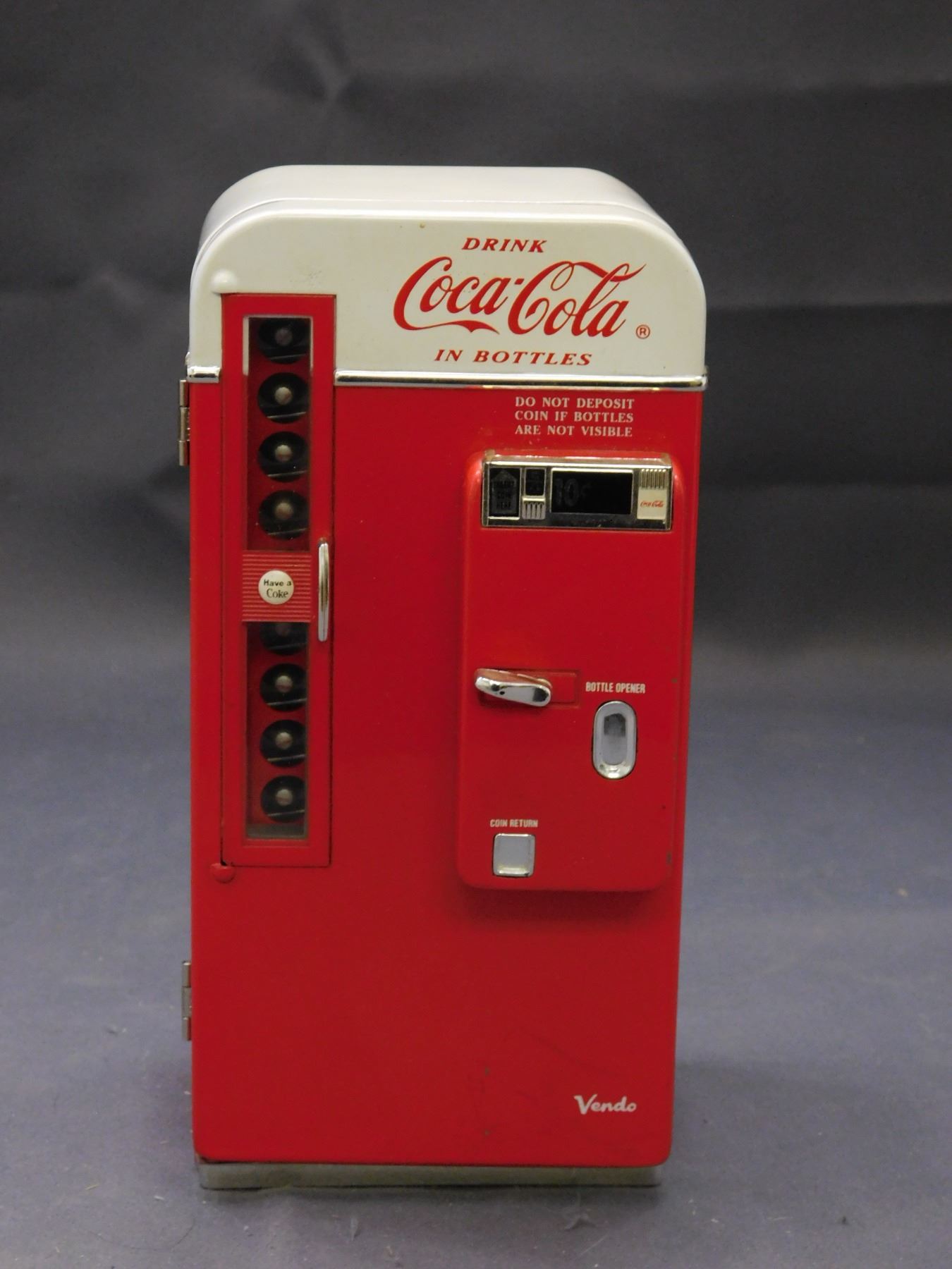 1994 Coca Cola Mini Vending Machine Music Refrigerator Coin Bank *sound ...