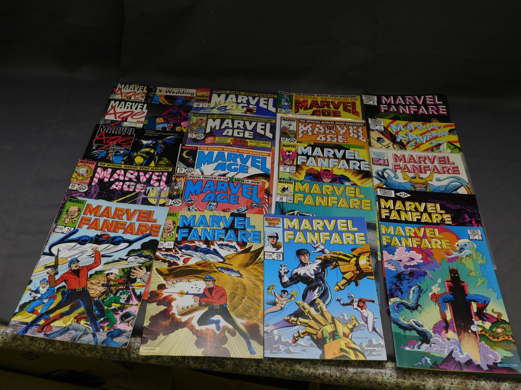 Lot of 20 Vintage Comic Books Marvel Fanfare, Marvel Age