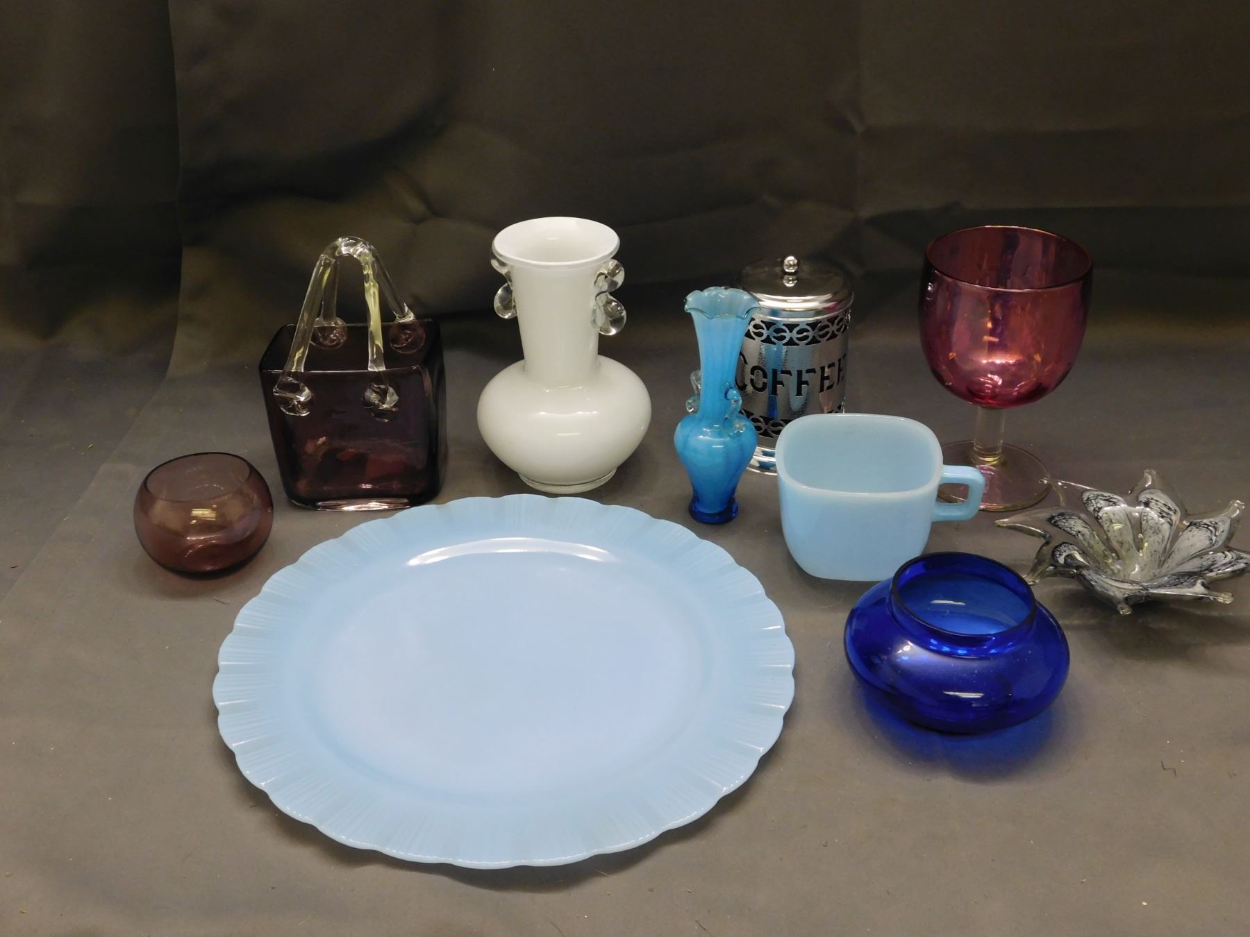 Lot of 10pcs Pyrex Blue Delphite Plate, Coloured Glass, Ruby, Cobalt ...