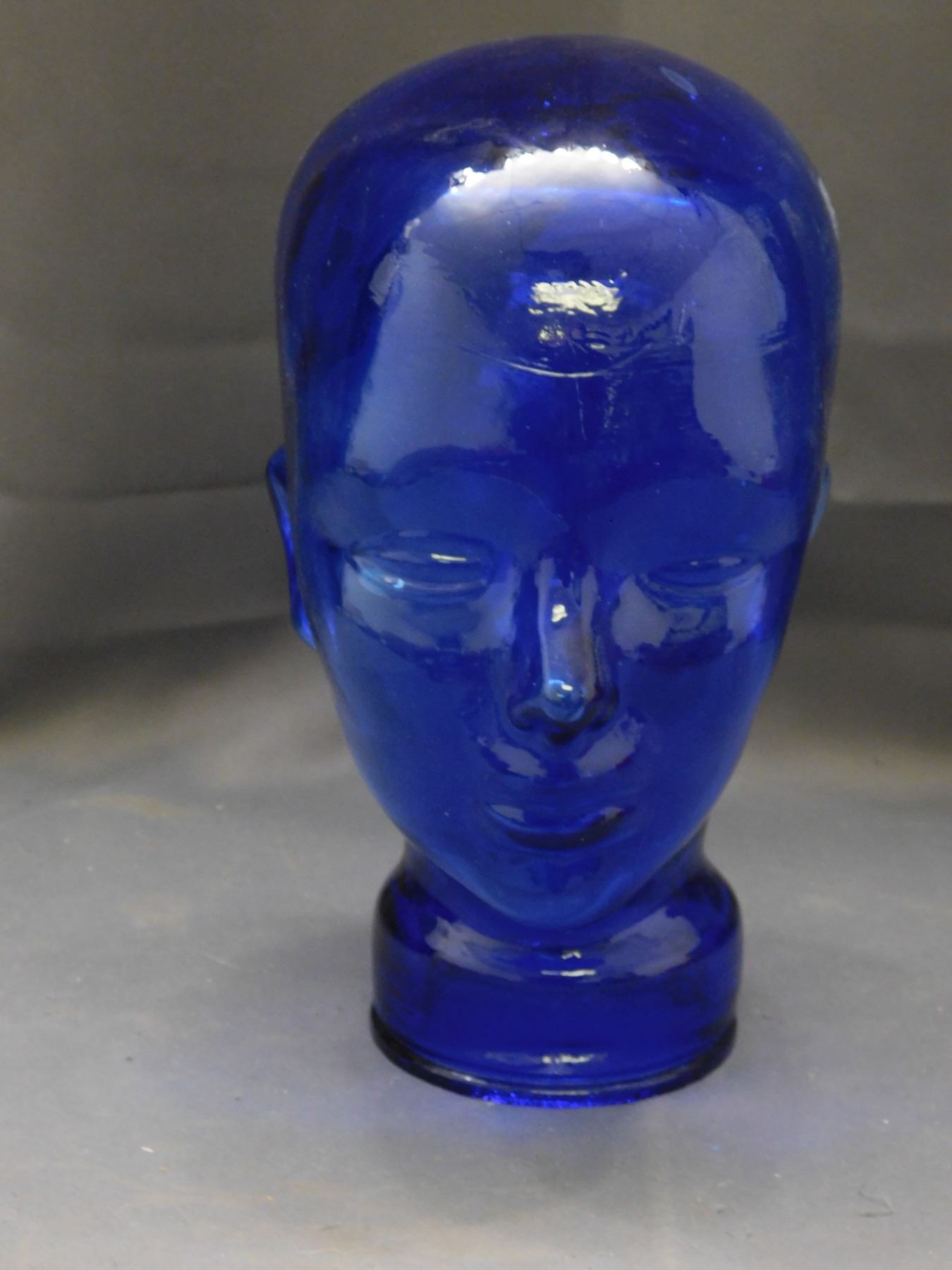 Cobalt Blue Glass Mannequin Head 11"