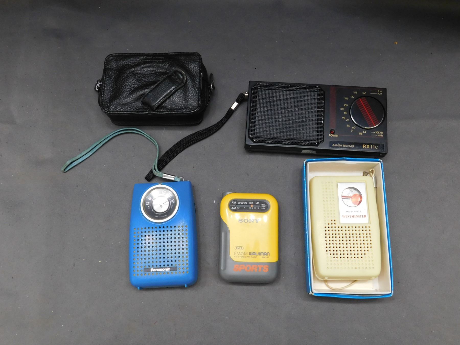 Lot of 4 SONY Sports Walkman AM FM Radio, Solid State Radio, Panasonic Pocket Radio, RX11C Receiver