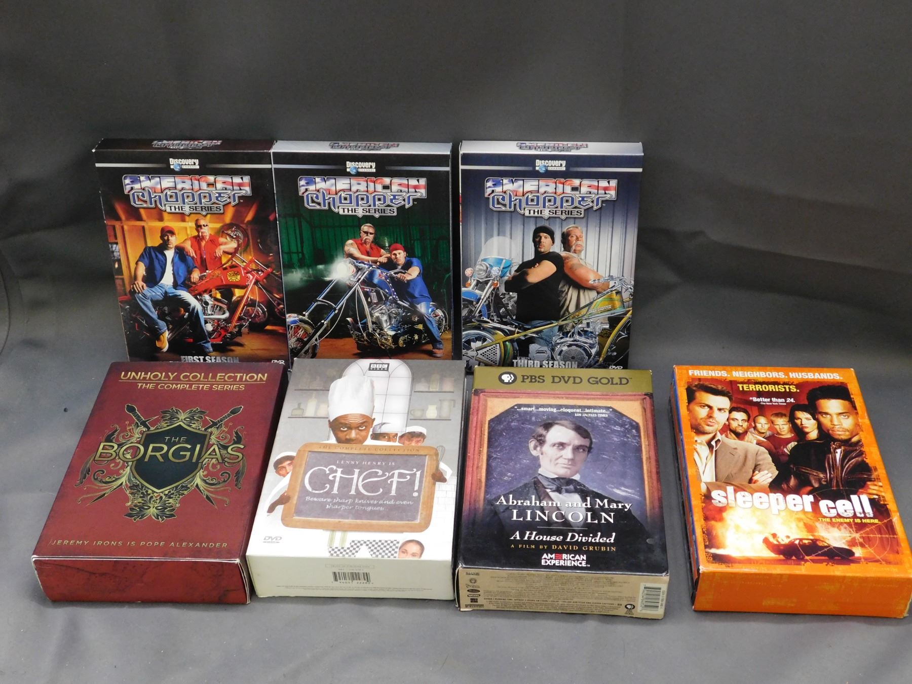 Lot of DVD TV Series Box Sets American Choppers, Sleeper Cell, Lincoln ...
