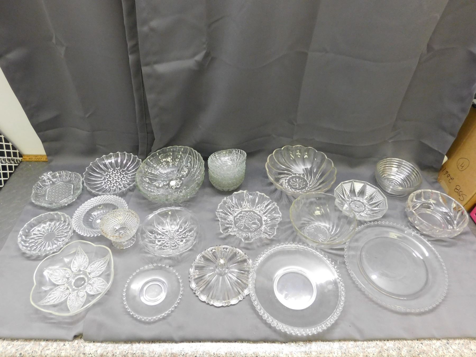 Large Lot of Vintage EAPG Bowls and Plates Clear Glass
