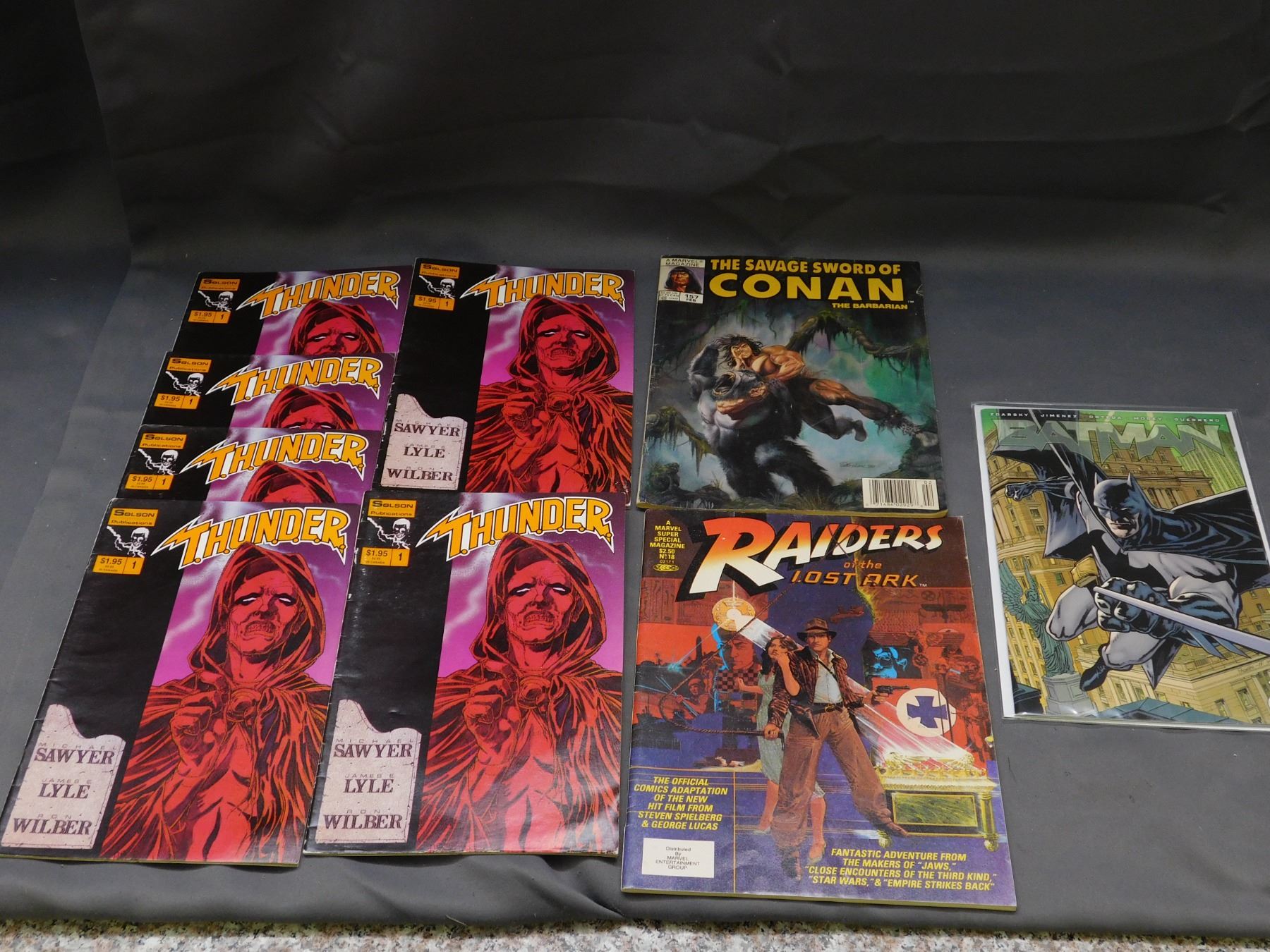 Lot of 9 Comic Books T.H.U.N.D.E.R. #1 (6) Batman #125, Raiders of the ...