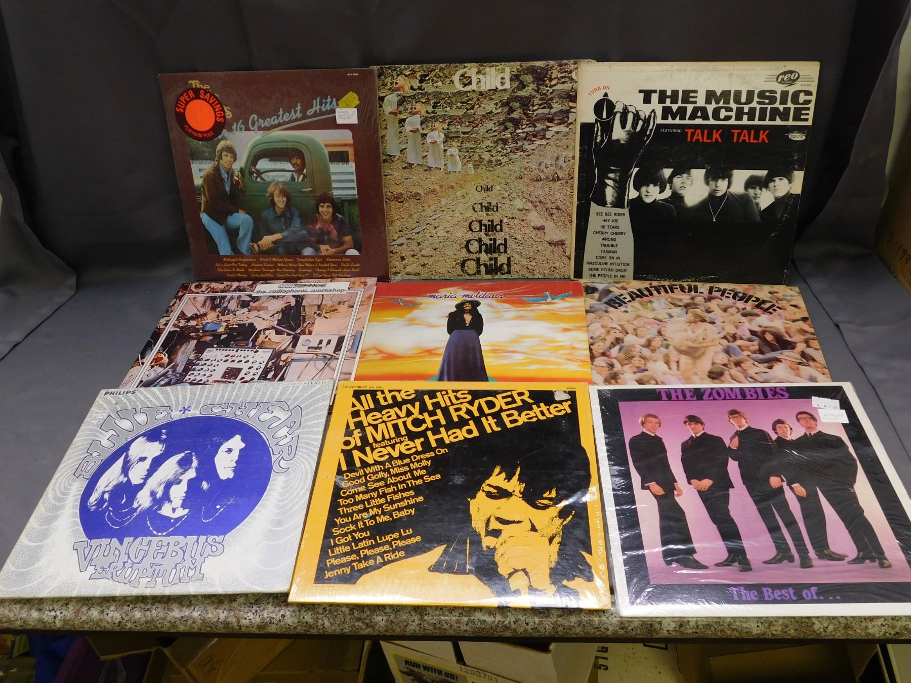 Lot of 9 Vinyl Records LPs The Music Machine ft Talk Talk, The Zombies ...