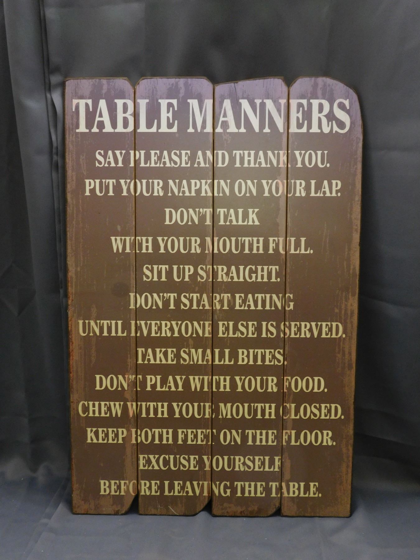Wooden "Table Manners" Wall Sign