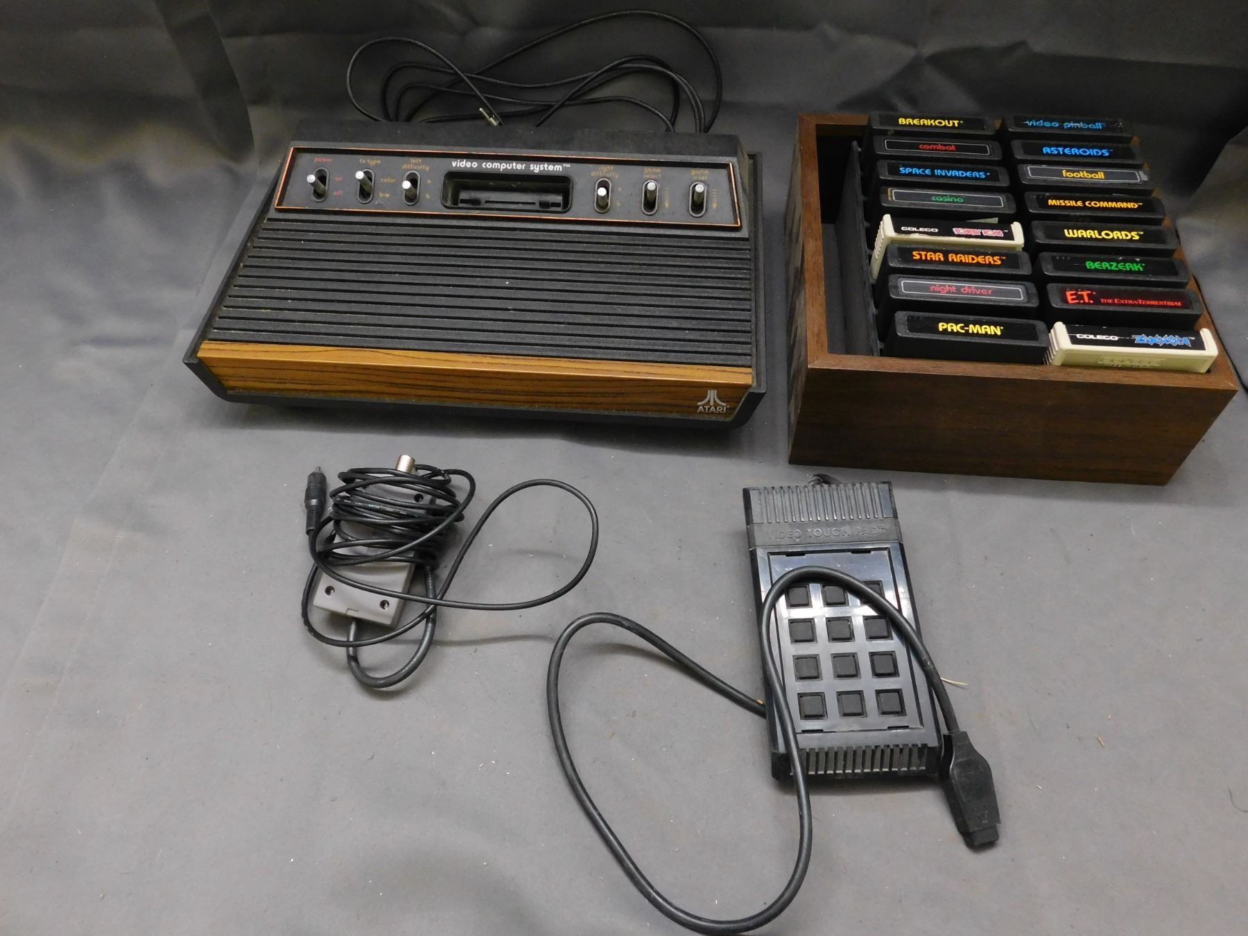 Atari 6-Pin Wood Front 2600 Video Game Console with Games, RF, Controller