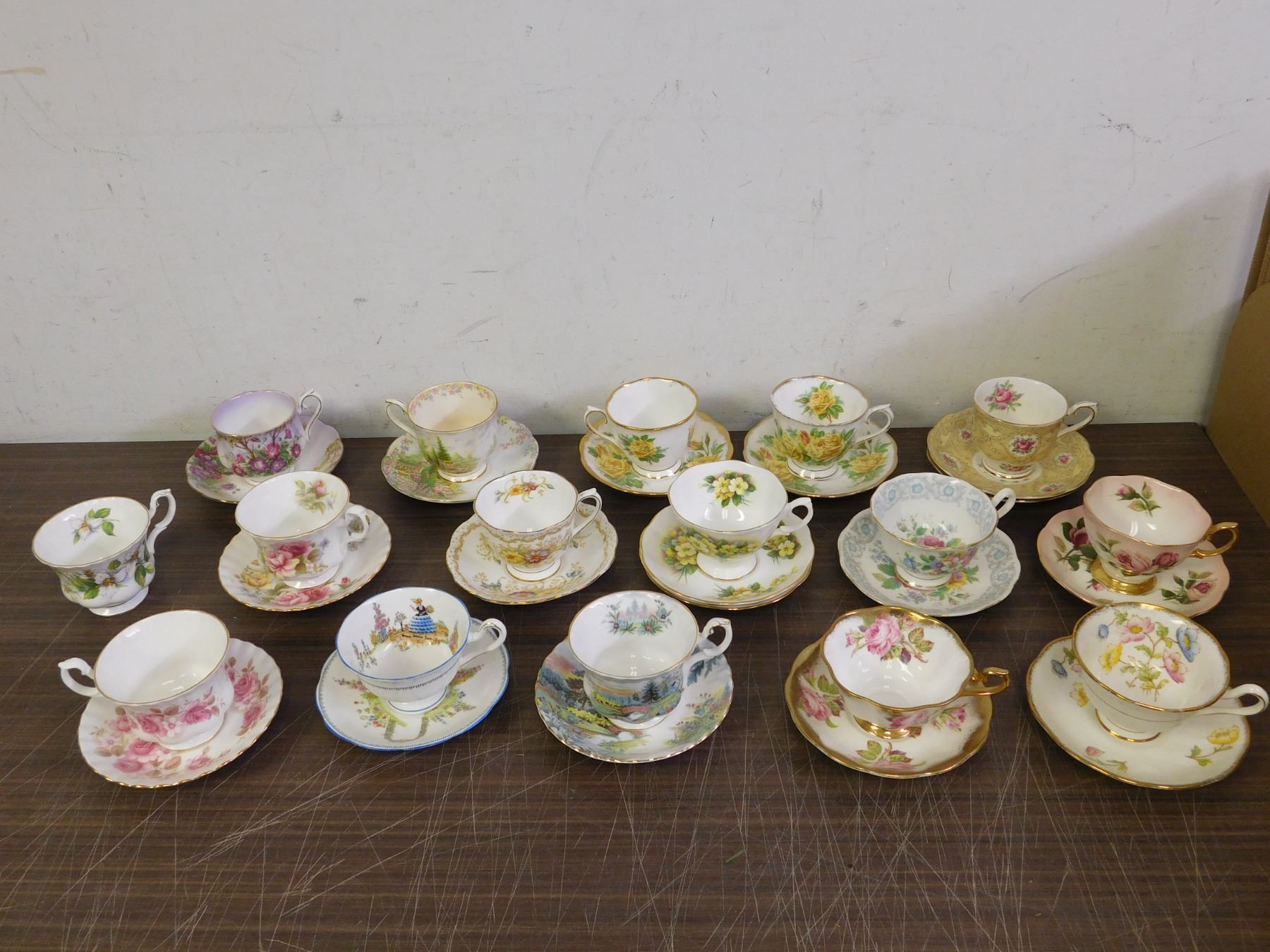 15 Assorted Royal Albert Tea Cups and Saucers + 2 Extra Saucers and 1 Extra Cup Fine Bone China
