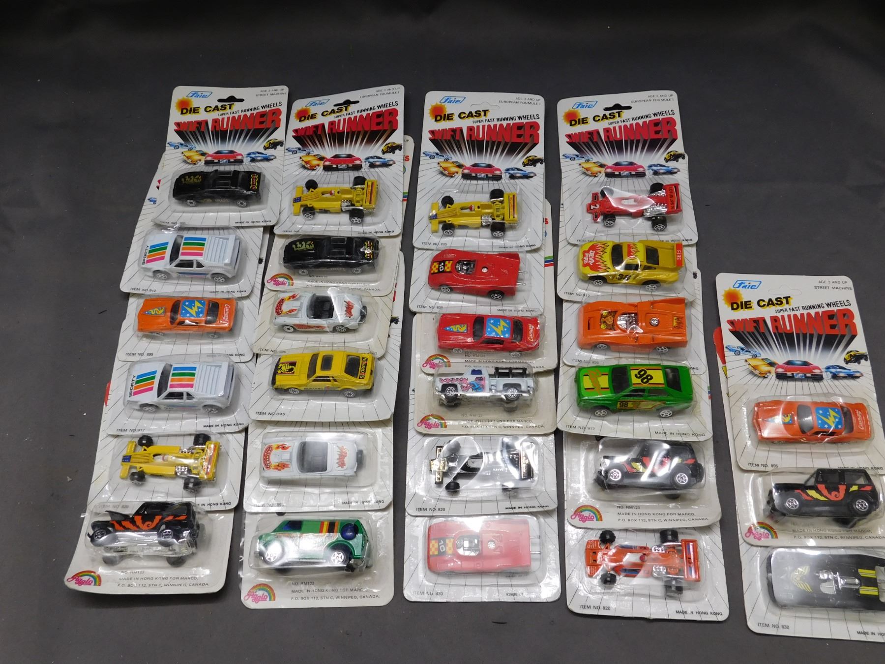 Lot of 27 Die Cast Swift Runner Toy Cars Packaged